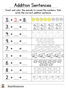 Free 1st Grade Worksheets on Addition Sentences