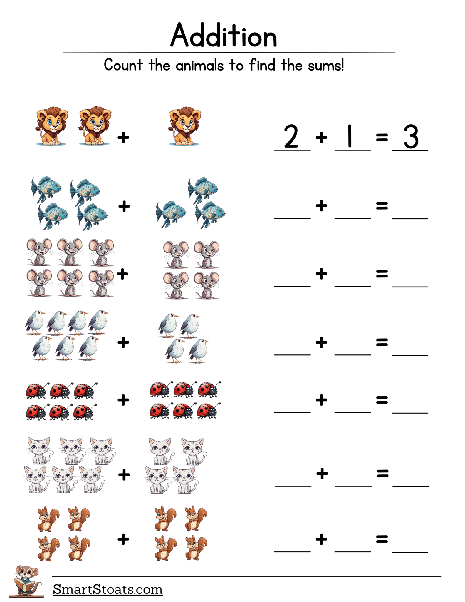 Addition Worksheet with Pictures | Class 1