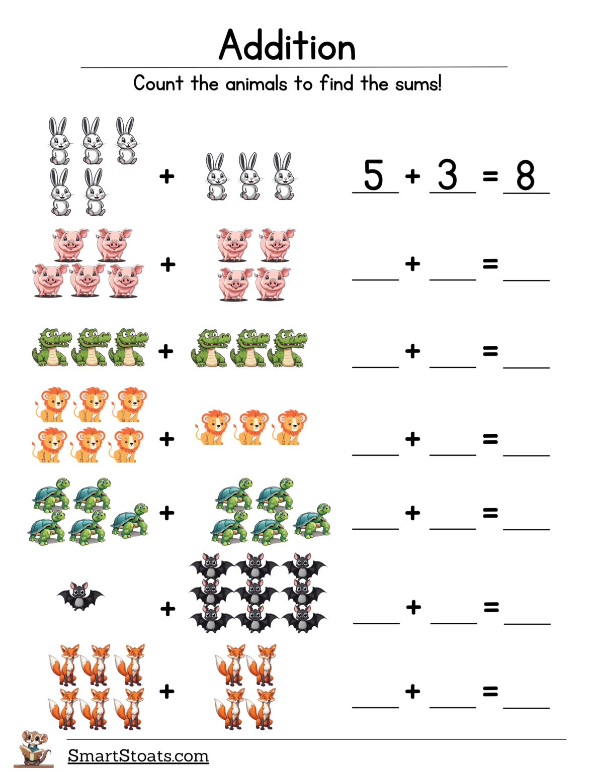 Addition Worksheet with Pictures | Class 1