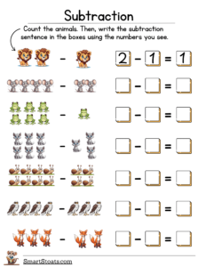 Subtraction with Pictures | Printable Sheets for 1st Grade Kids