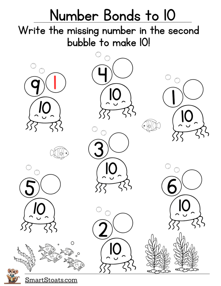 Number Bonds Worksheets for Kindergarten and 1st Grade