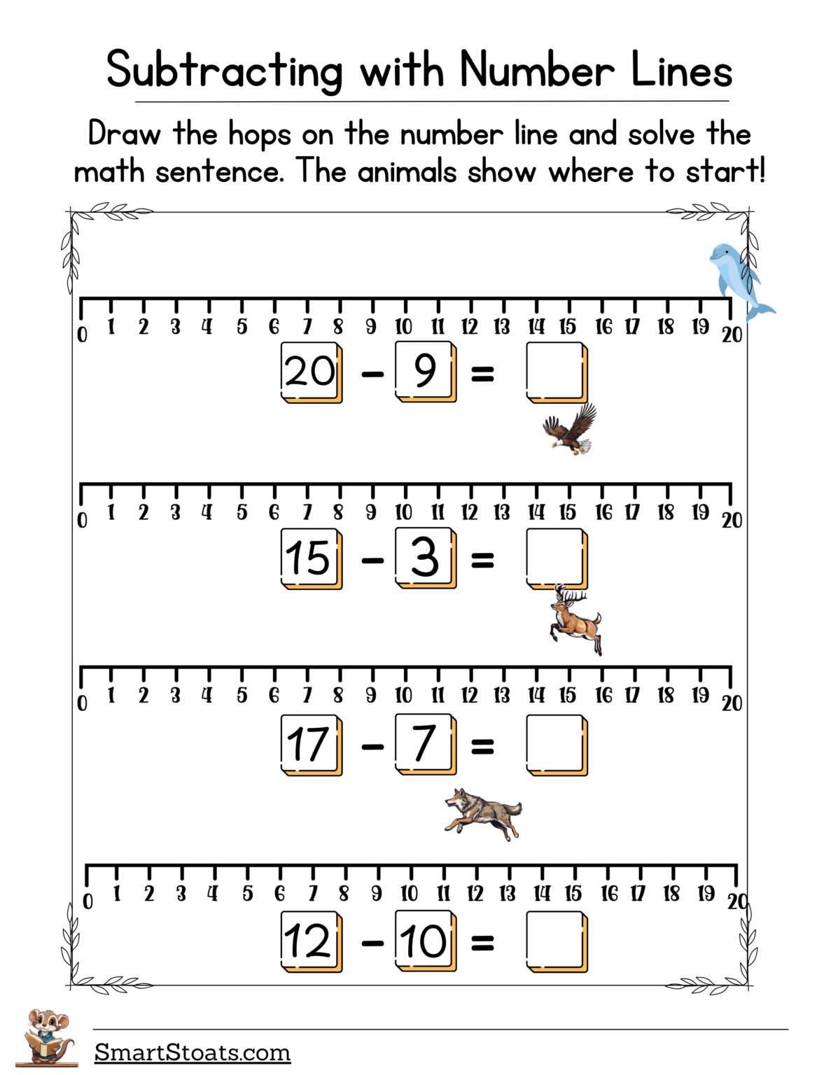 Number Line Subtraction Worksheets | Free PDF Download