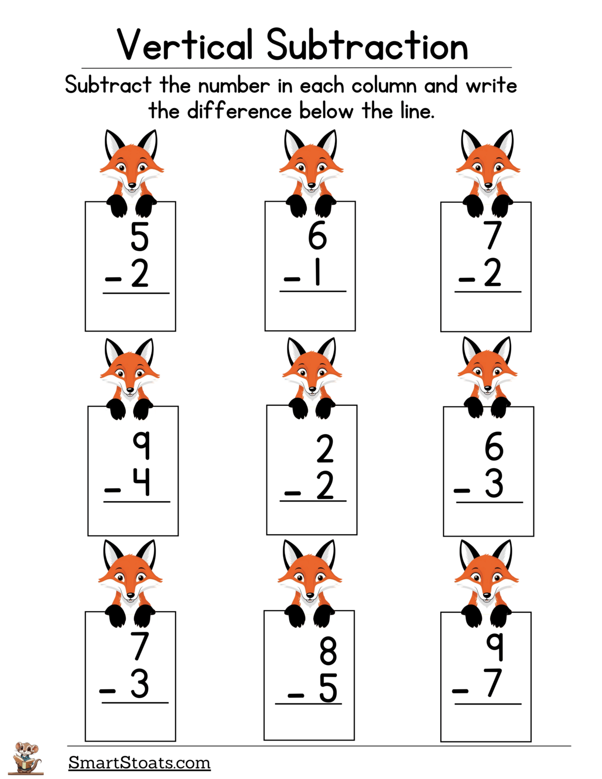 Subtracting One Digit Worksheets | 1st Grade Math | Free PDF