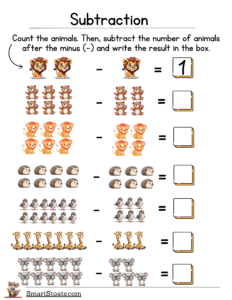 Subtraction with Pictures | Printable Sheets for 1st Grade Kids