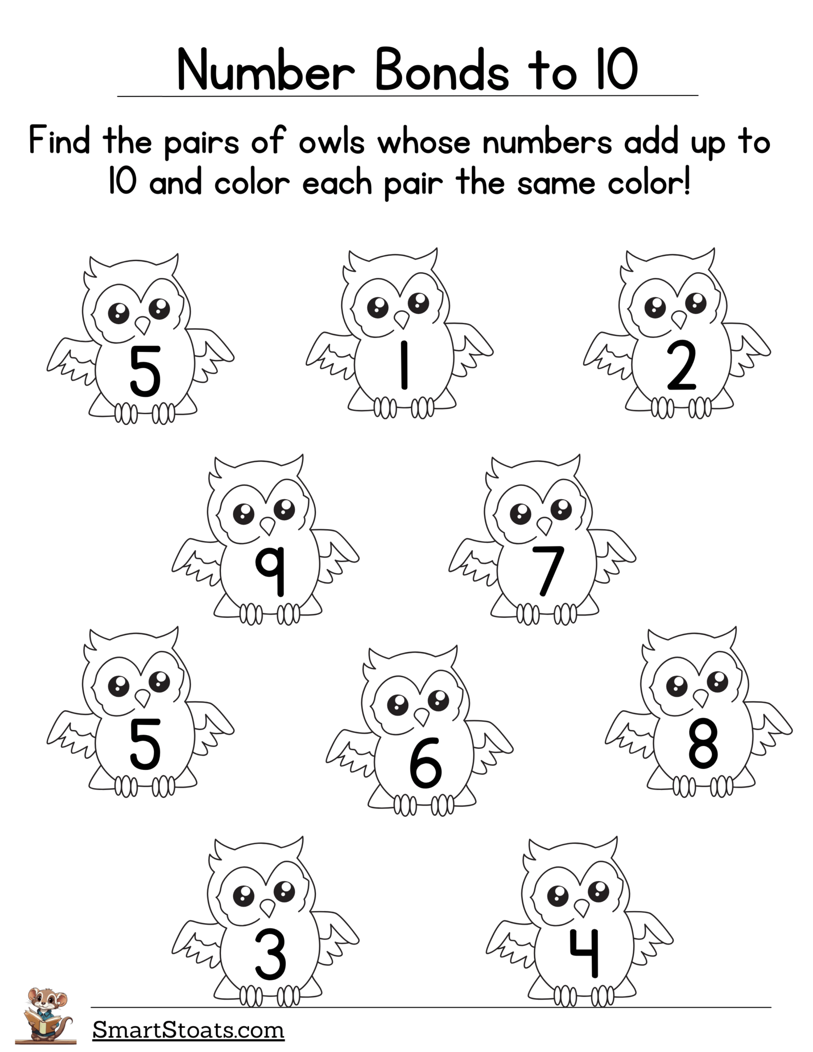 Number Bonds Worksheets for Kindergarten and 1st Grade