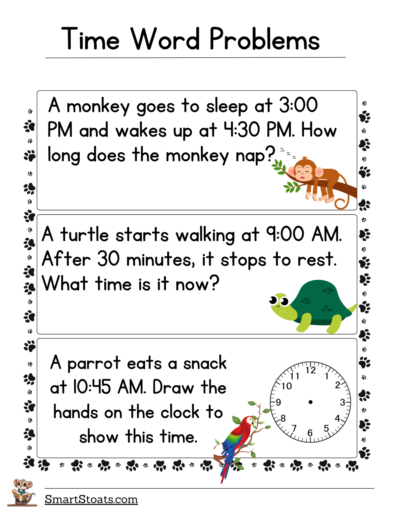 Time Word Problems Worksheets for 1st Grade | Free Download