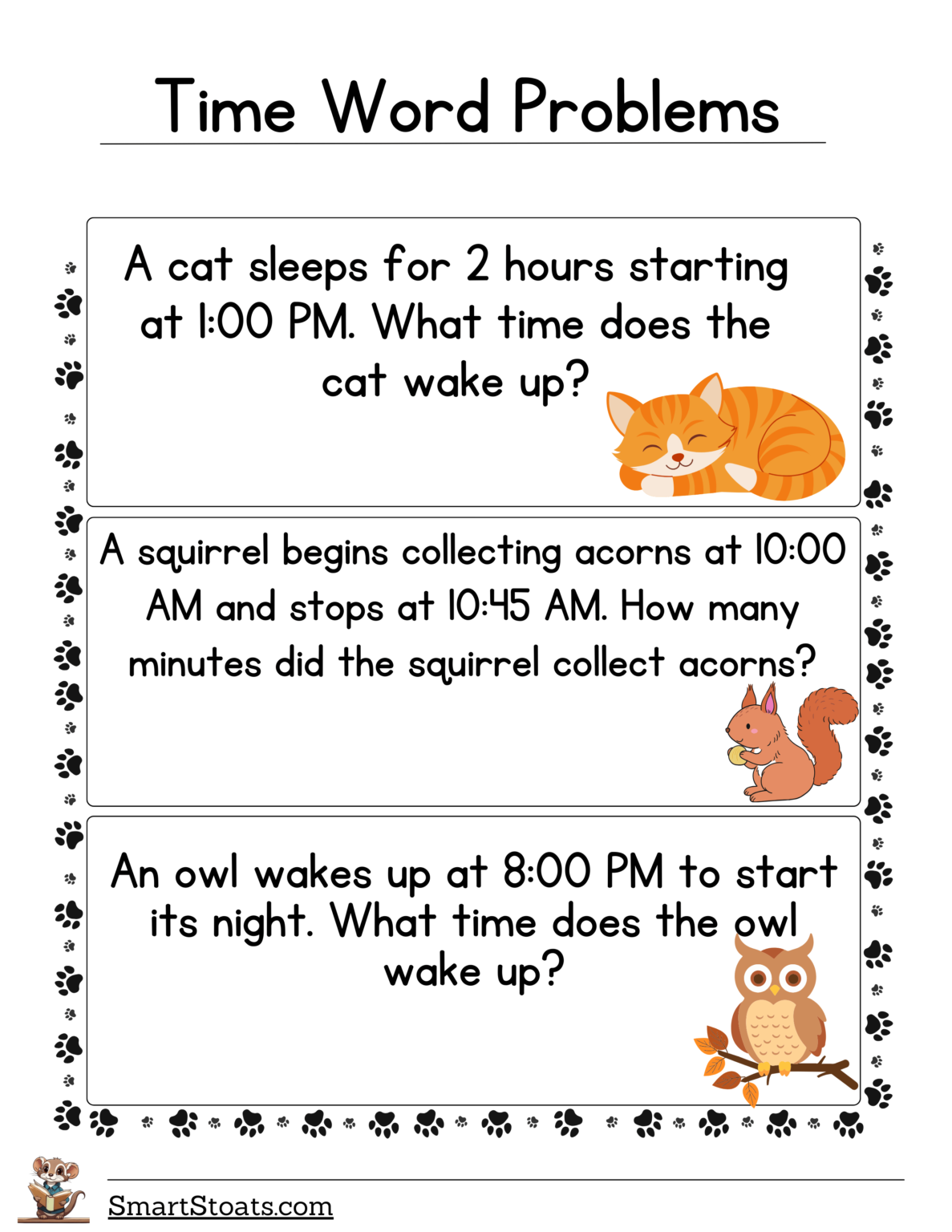 Time Word Problems Worksheets for 1st Grade | Free Download