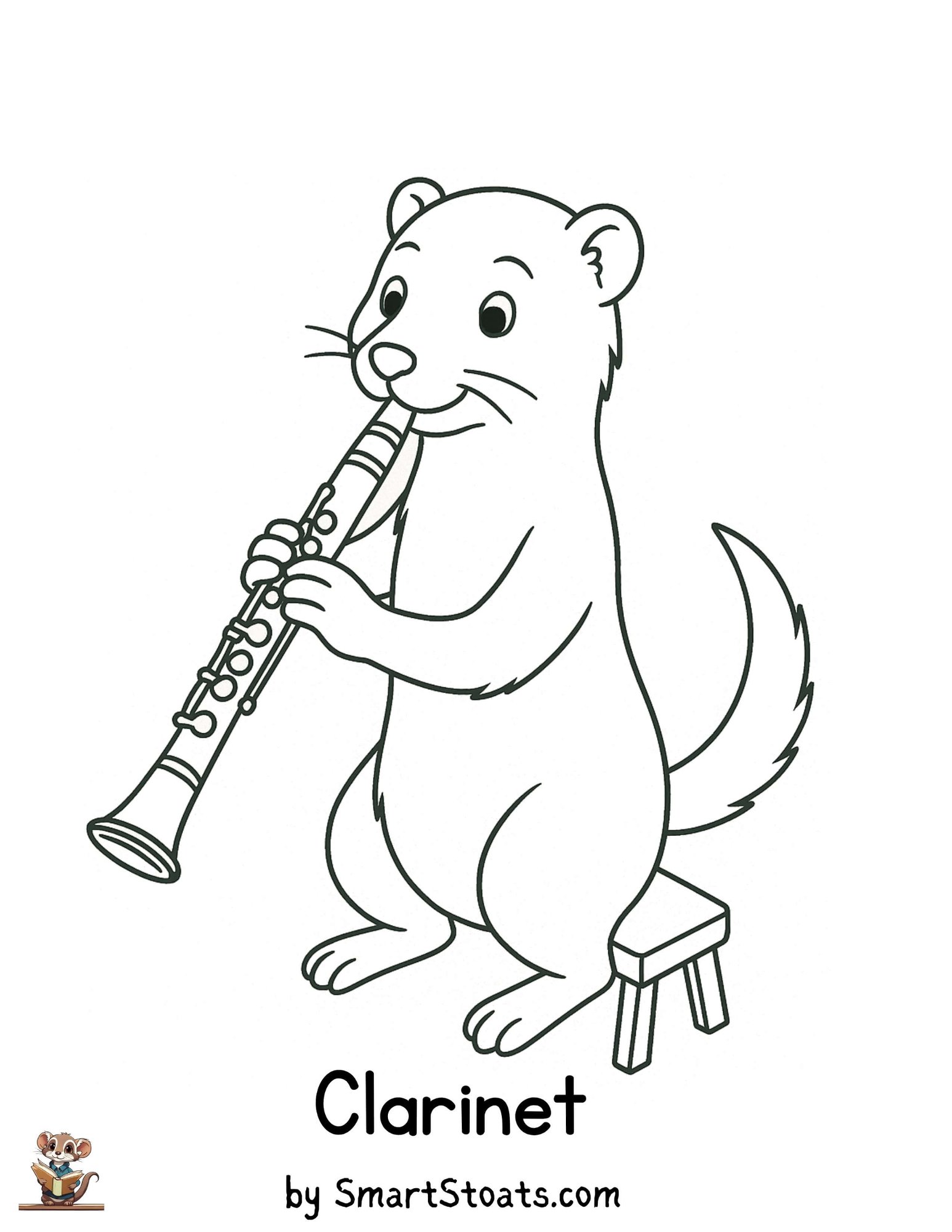 Clarinet Coloring Page – Printable PDF for Kids by SmartStoats