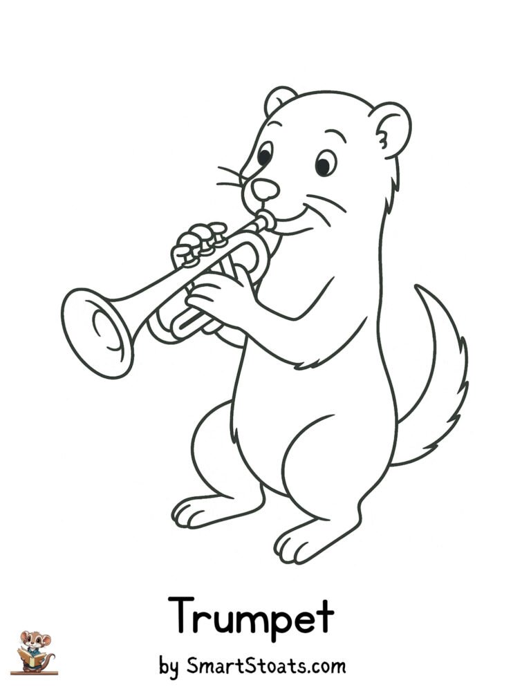 Free Trumpet Coloring Page – Printable PDF by SmartStoats