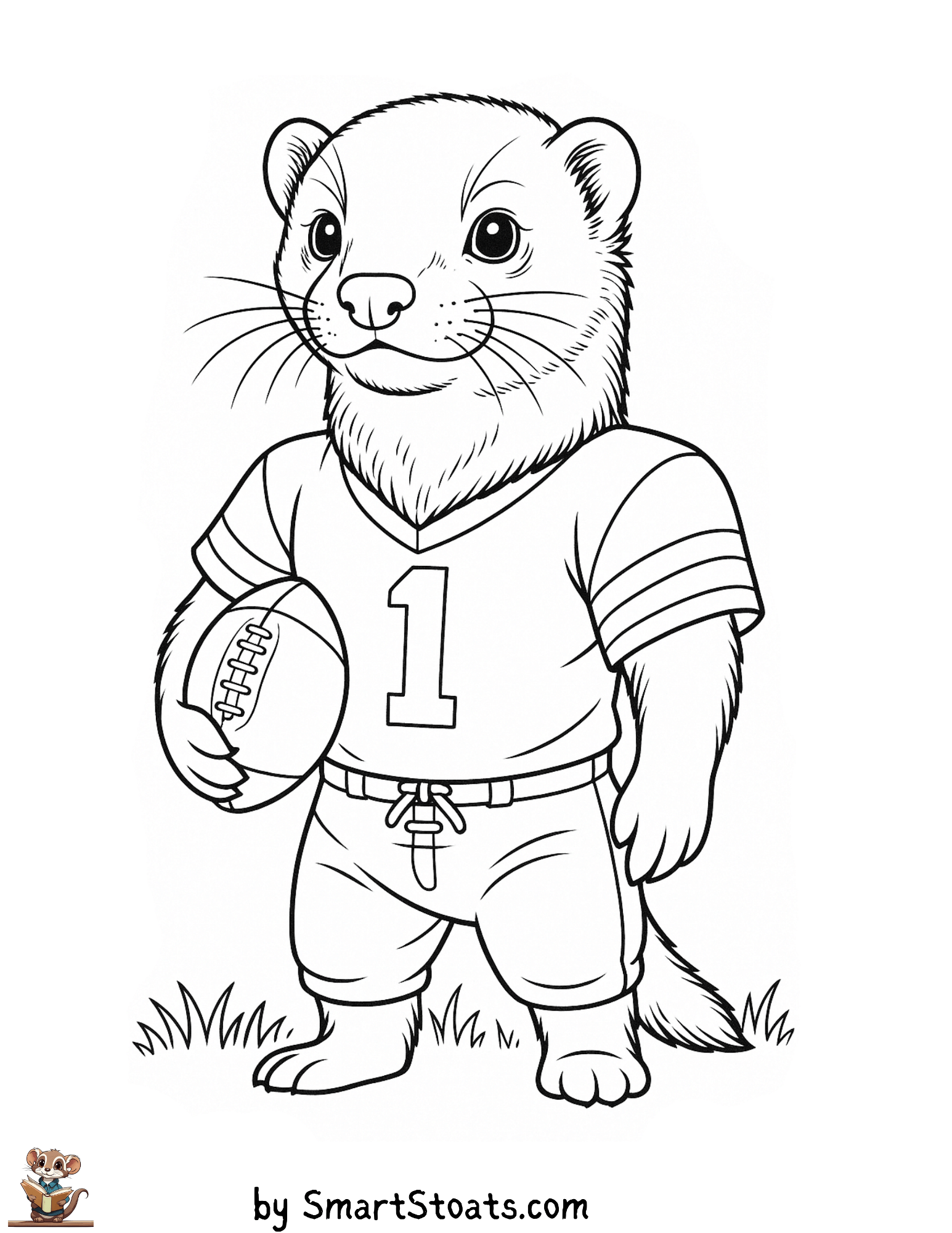 Football Coloring Page with Animals by SmartStoats | Free PDF