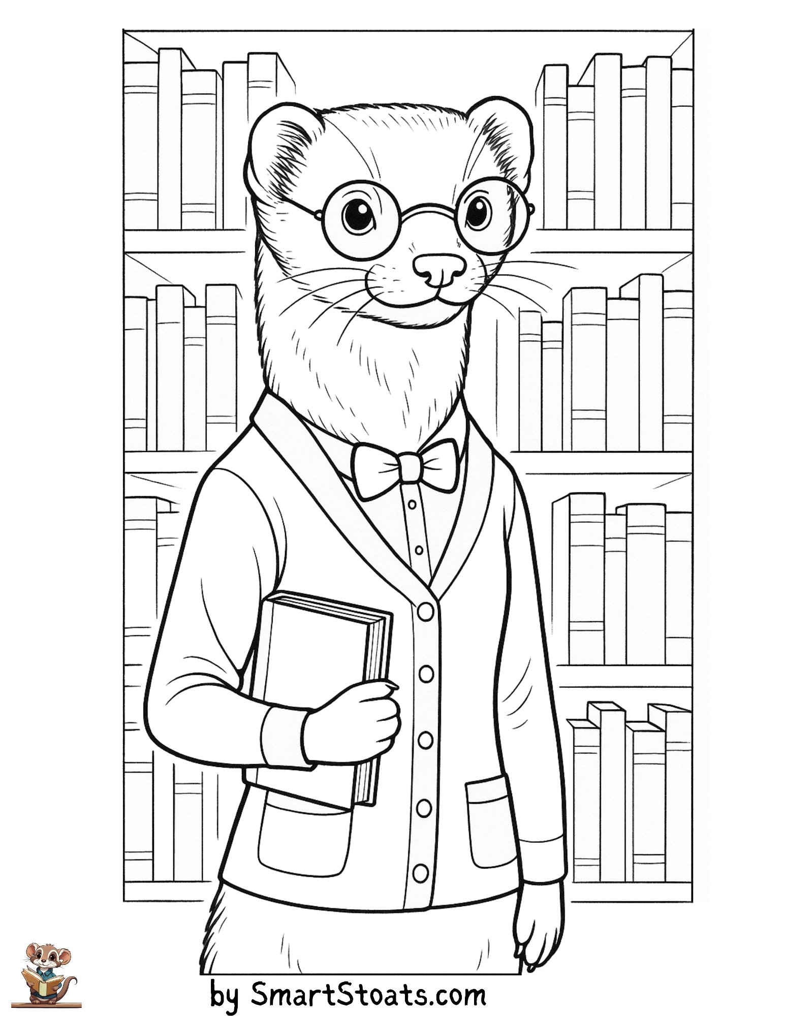 Printable Librarian Coloring Page by SmartStoats | Free Download