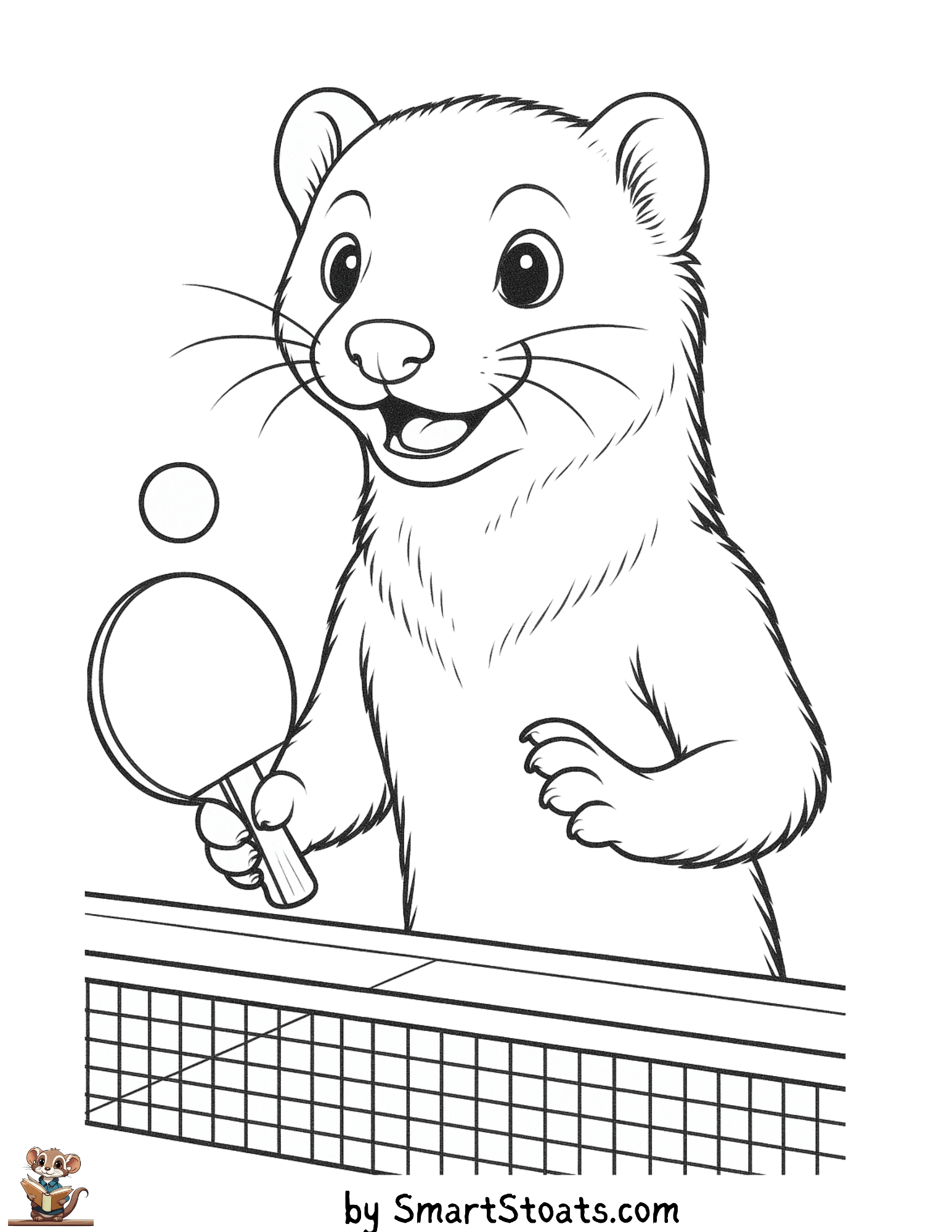 Printable Table Tennis Coloring Page by SmartStoats | Free