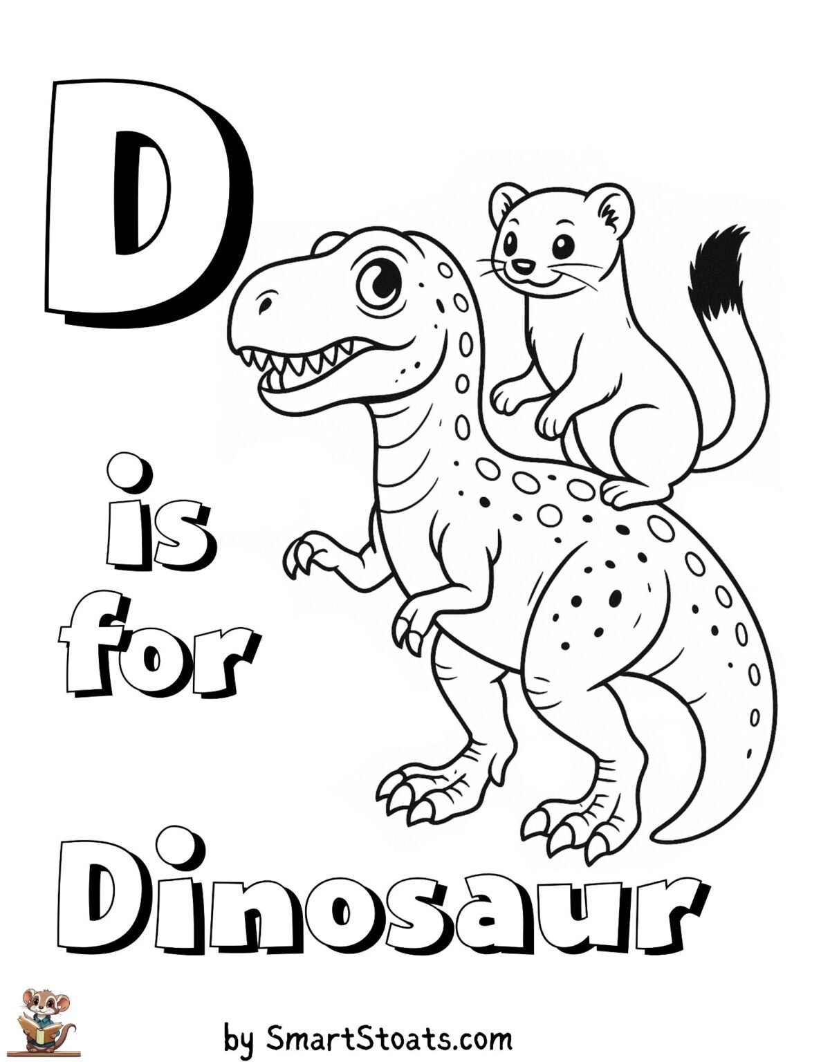 Printable Letter D is for Dinosaur Coloring Page | by SmartStoats