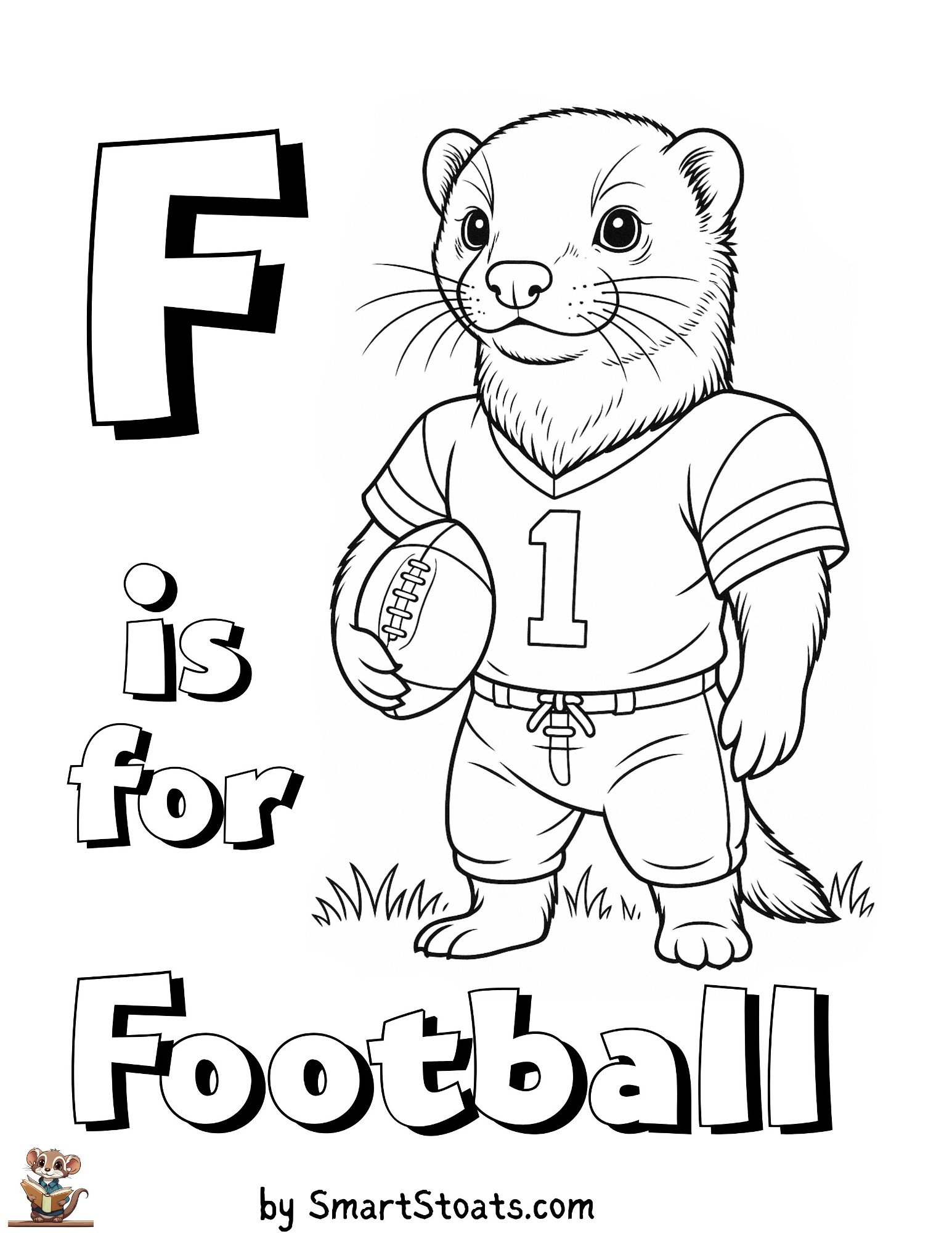 Letter F is for Football Coloring Page | by SmartStoats