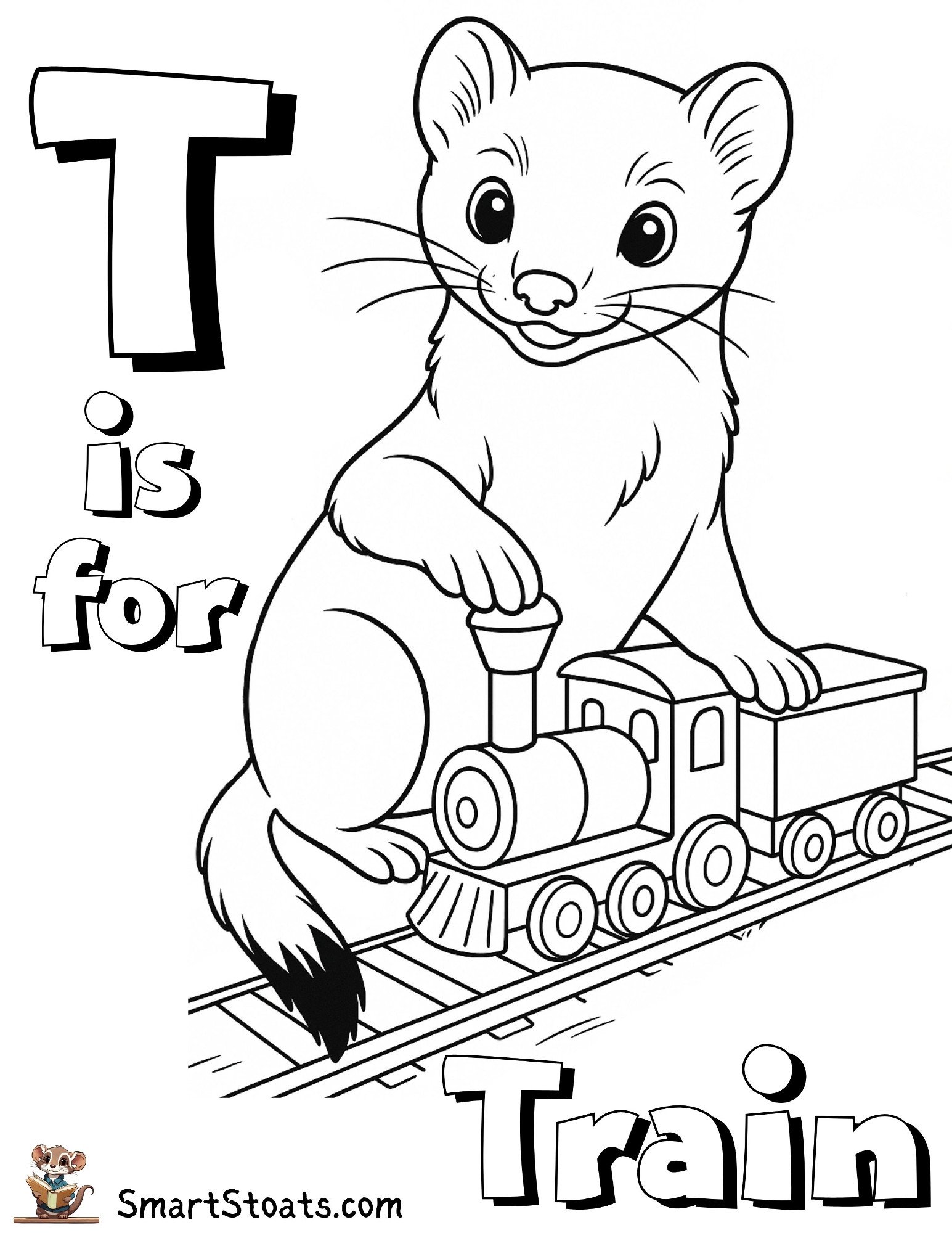 Free Letter T is for Train Coloring Page | by SmartStoats